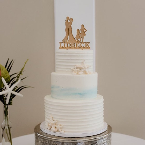 Dancing Bride and Groom Wedding Cake Topper With Surname and Children ...
