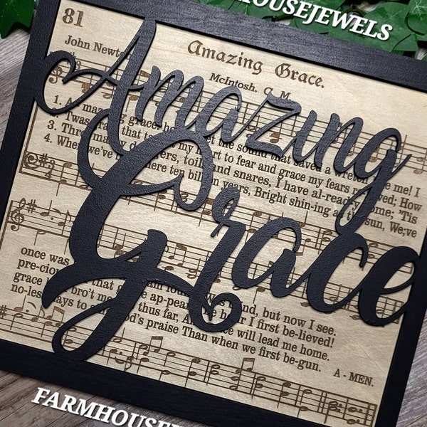 Amazing Grace Sign Svg – Layered Wood Hymn Laser File – Gospel Wall ...