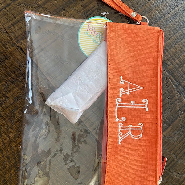 Monogrammed Clear Stadium Bag, Custom Clear Zipper Pouch, Gameday Clear ...