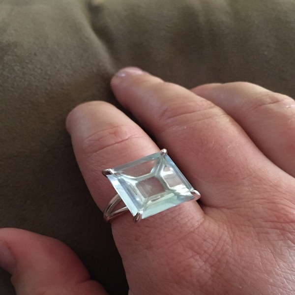 Topaz Ring · Blue Topaz Cocktail Ring · Square Ring · Gemstone Ring ...