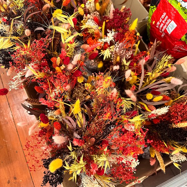 Nancy | Bright Autumn Dried Flower Bouquet | Colourful Dried Flowers ...