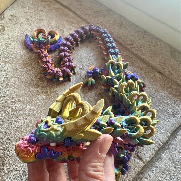 Baby Wolf Crystal Dragon | 6 Inch Articulating Flexible 3D Printed ...