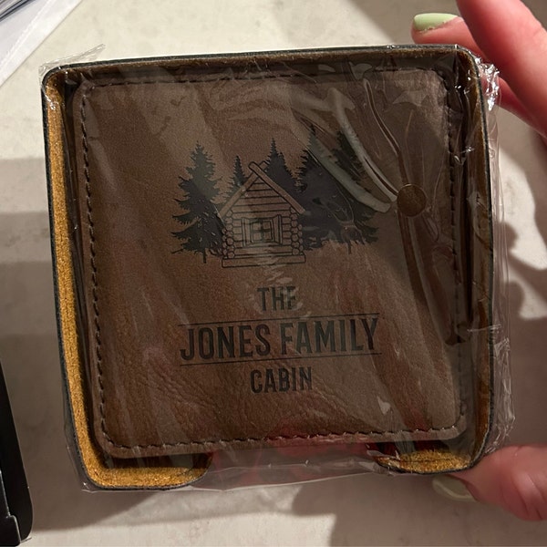 Cabin Decor Personalized Coaster Set - Engraved Cabin Coasters, Custom ...