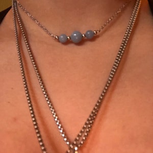 Angelite Necklace for Women With Stainless Steel Beads and Chain ...