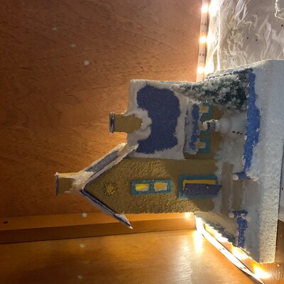 ORIGINAL Red and Green Putz House Little Glitter House Christmas ...