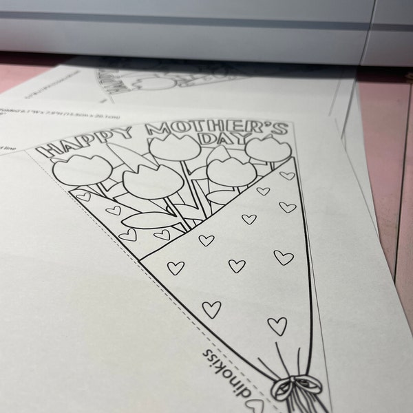 Mothers Day Coloring Card PDF, Mothers Day Card Printable, Tulip ...
