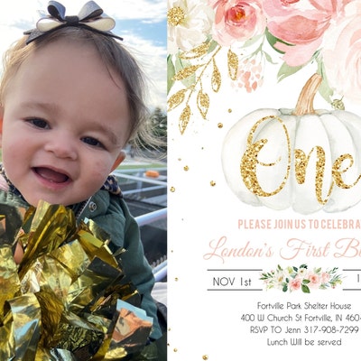 Editable Pumpkin First Birthday Invitation, Little Pumpkin Invitations ...