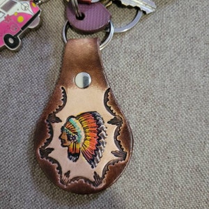 Western Cowboy Leather Key Fob / Keychain - Etsy