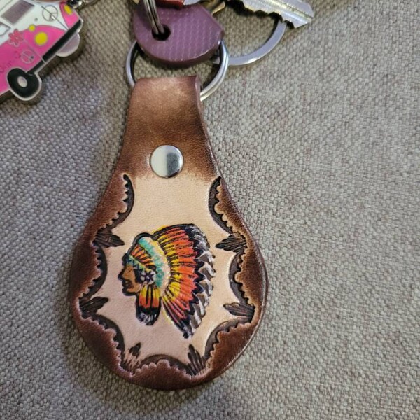 Western Cowboy Leather Key Fob / Keychain - Etsy