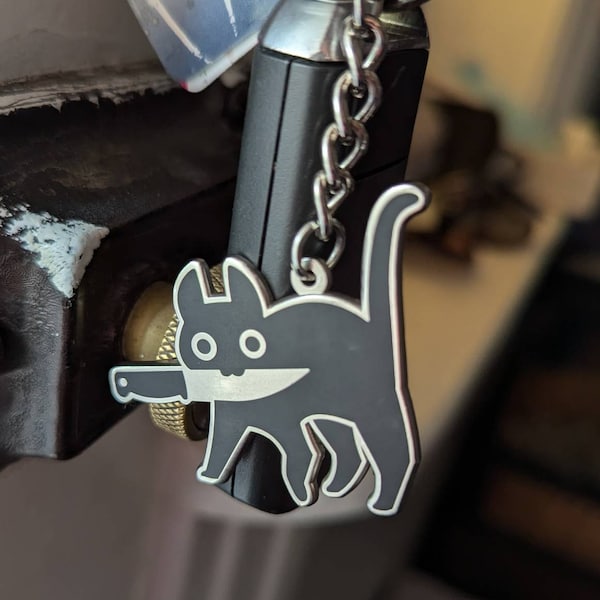 Knifecat Metal Keychain - Etsy