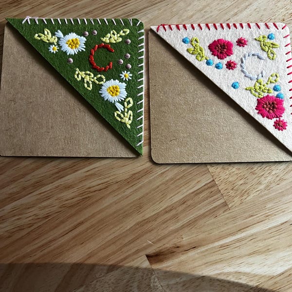 Handmade Embroidered Corner Page Bookmark, A to Z Letters Personalized ...