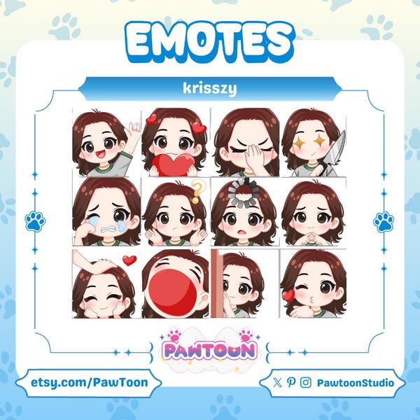 Animated Emote | Girl Emote | Curly Brown Hair | Grey Eyes | Grey ...