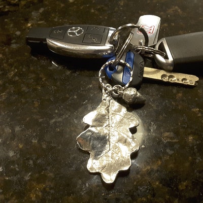 Oak Leaf and Acorn Key Ring, Handmade UK Modern English Pewter, Oak ...