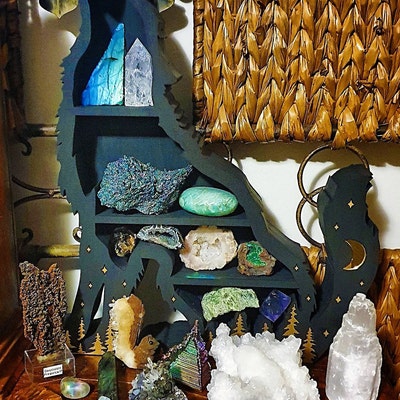 Coppermoon Handmade Wolf Shelf, Wolf Wall Art, Wolf Wall Decor, Crystal ...
