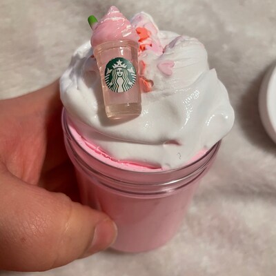 Pink Butter Slime Strawberry, Fluffy Slime, Frappe Slime Charm Toy Gift ...