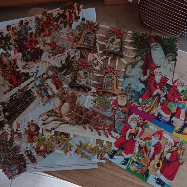 German Embossed Vintage Style Scrap Die Cut Relief - Christmas Santa ...