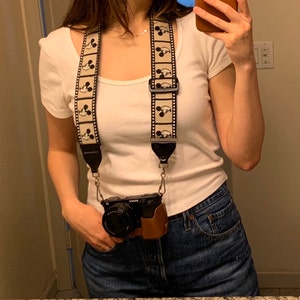 Vintage Disney Mickey Mouse Pattern Camera Strap Black White Camera ...