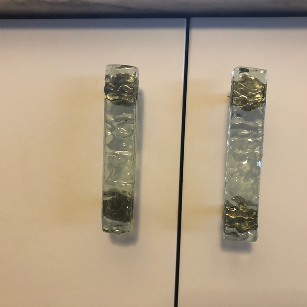 Crystal Clear Glass Kitchen Cabinet Drawer Pull in Wave Design by Uneek ...