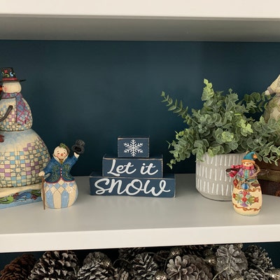 Let It Snow Blocks Winter Decor, 3 Tiered Block Sign, Shelf Sitter ...