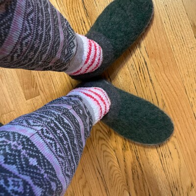 Womens Felted Felt Wool Slippers Handmade Knitted Knit House Shoes ...