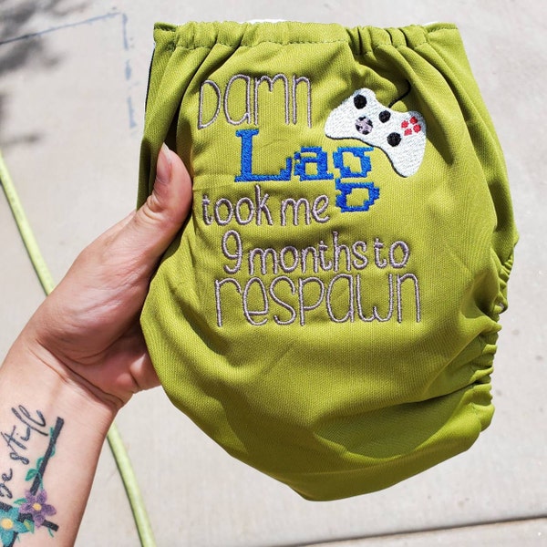 Video Game Embroidered Cloth Diaper - Lag Embroidered Cloth Diaper ...