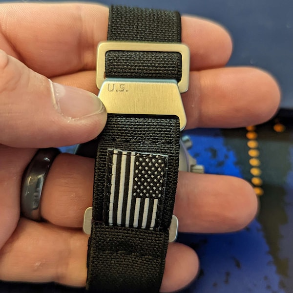 US Military / Marine Nationale Nylon Watch Strap / Stainless Steel ...