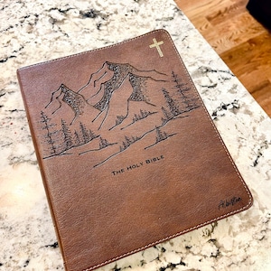 Pine Tree Mountain Leather Bible Personalized Leather Bible Cover ...
