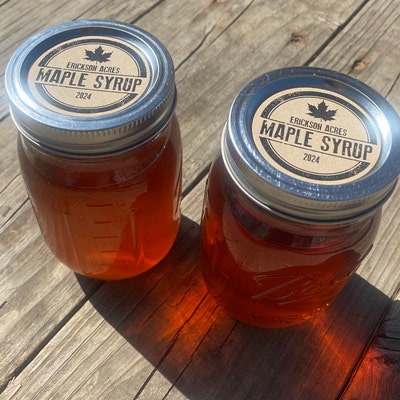 Vintage Maple Syrup Bottle Labels, Round Mason Jar Labels, Wedding and ...