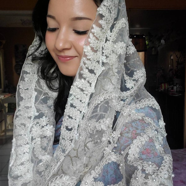 St. Bernadette Shawl Style Traditional Mantilla Chapel Veil for Latin ...