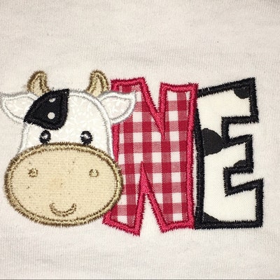 Cow Birthday Number ONE Applique Machine Embroidery Design NO:0605 - Etsy
