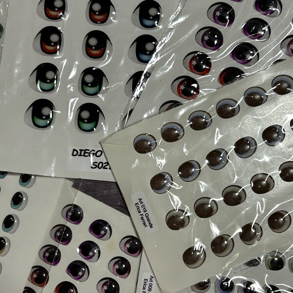 Resin 3D Eyes Black Color for Craft Figures, Stickers Adhesive Eye ...