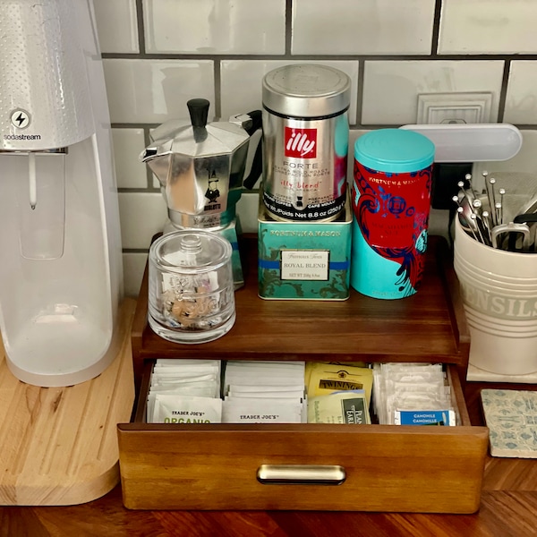 Custom Engraved Tea Organizer - Personalized Tea Box With Drawer for ...