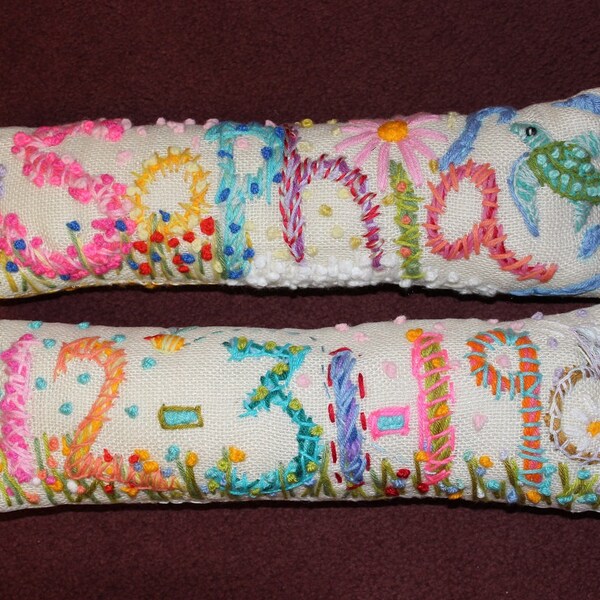 Freehand Embroidered Bohemian Letters Name Pillow Custom Made for SIX ...