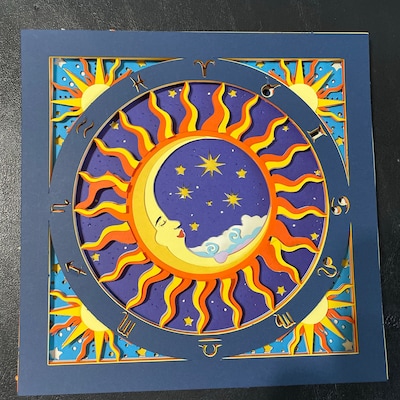 Sun and Moon Embraced 3D Box, Sun and Moon Shadow Box Svg, for Cricut ...