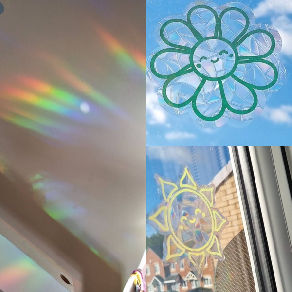 Happy Sun Suncatcher // Window Decal, Suncatcher Sticker, Renter ...