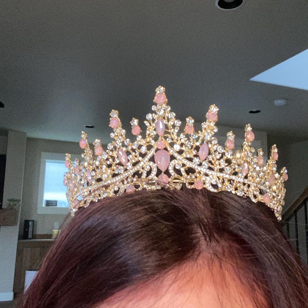 Pink Tiara Crown for Women, Wedding Tiara for Bride Queen Crown, Royal ...