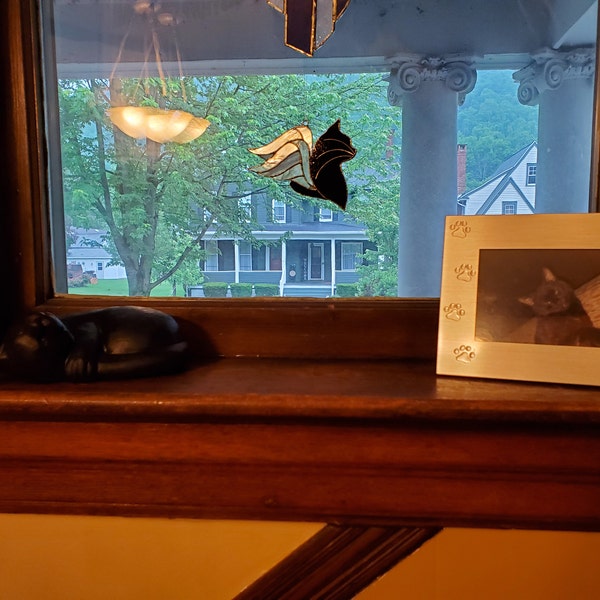 Cat Angel Stained Glass Suncatcher, Cat Memorial Gift, Cat Lover Gift ...