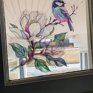 Dandelion Stained Glass Window Cling Dandelion Window Film Suncatcher ...
