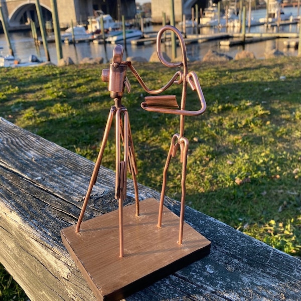 Copper Art Figurine of a Large Version of a Surveyor / Engineer ...