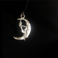 Lady Riding the Moon Lead Free Pewter Pendant Necklace - Etsy Canada