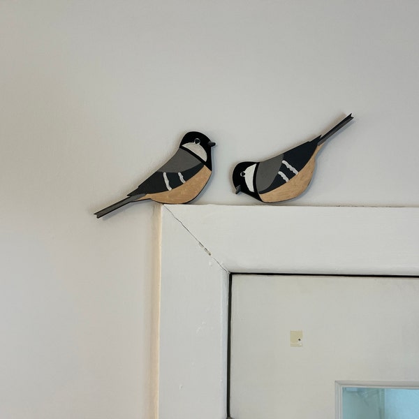 A Pair of Handmade Wooden Black-capped Chickadee Bird Door Toppers - Etsy