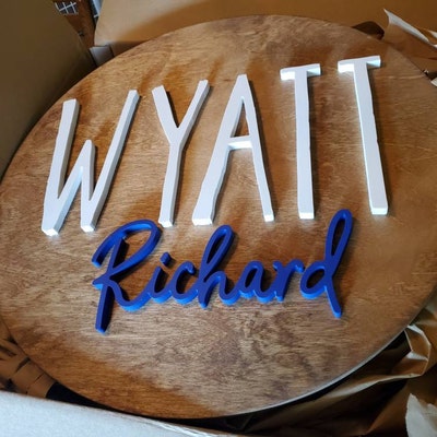 3D Nursery Sign Nursery Wall Decor Round Wood Sign Personalized Name ...