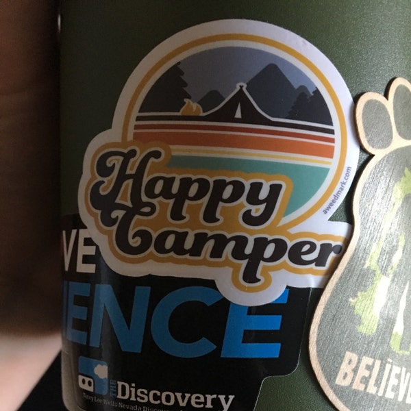 Happy Camper Stickers, Camping Adventure Stickers, Water Bottle Sticker ...