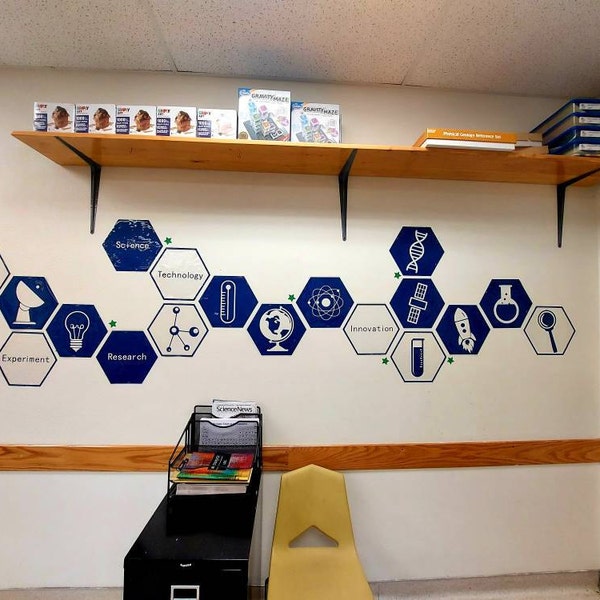 Chemical Experiment School Wall Decal, Science Students Vinyl Wall ...