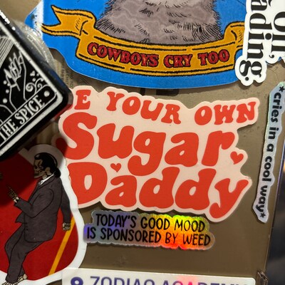 Holographic Todays Good Mood is Sponsored by Weed Sticker, Sarcastic ...