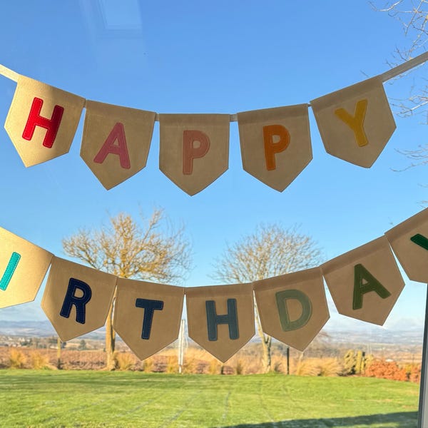 Happy Birthday Bunting- Reusable Birthday Decor- Felt Birthday Bunting ...
