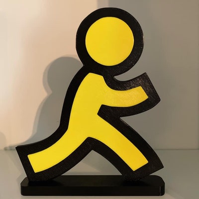 AOL Logo Running Man America Online 3D Printed Art Display Stand Shelf ...