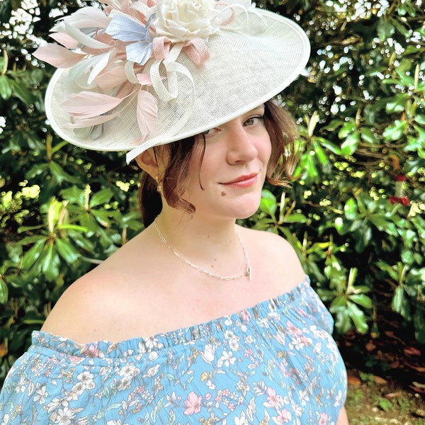 Felt Races Hat, Camel Felt Fascinator, Winter Wedding Cream Hat, Mother ...