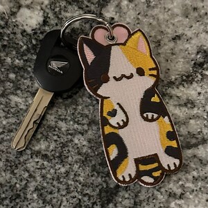 Cute Cat Embroidered Tag Keychain Kawaii Neko Jet Tags tamago, Sakura ...