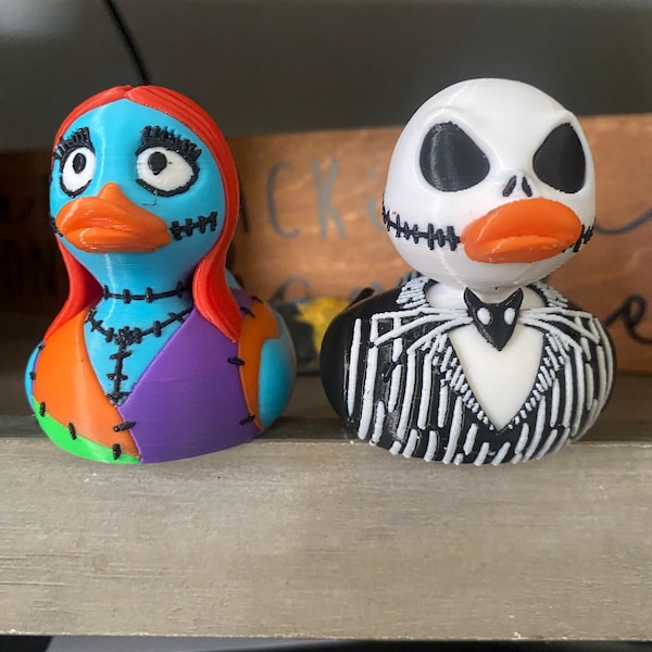 Jack & Sally Gothic Duck Duo | Creepy Cute Skeleton Love Figurine Set ...